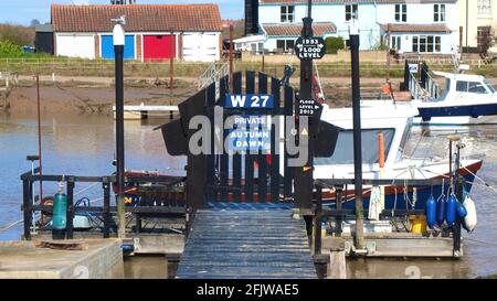 Walberswick, Suffolk, UK - 26 April 2021: Boats on the river Blyth ...