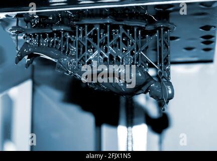 Stereolithography DPL 3d printer create detail and liquid drips Stock ...