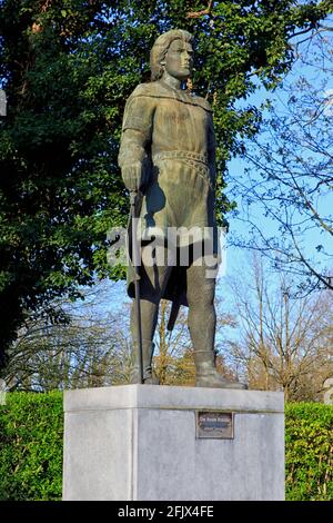 Statue of Johan De Rode Ridder (John The Red Knight), hero of the comic ...