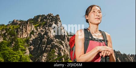 hiking towards Daecheongbong peak at Seoraksan national park Stock ...