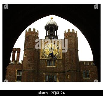 Hampton Court astronomical clock on the gatehouse to the inner court at ...