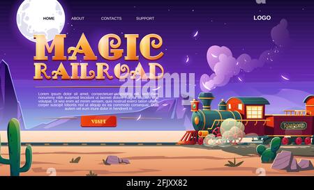 Magic railroad website with steam train in wild west. Children train in ...