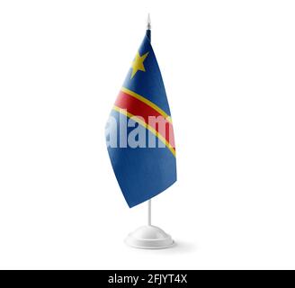 Small national flag of the Democratic Republic of the Congo on a white ...