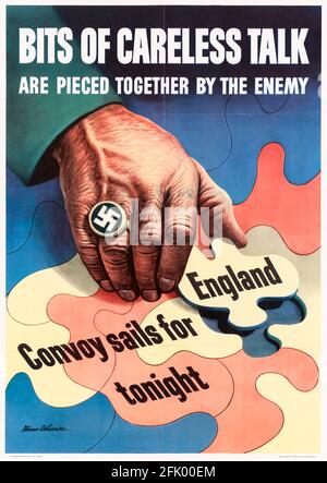 WW2: US war poster. 'This is the enemy', depicting a Nazi sticking his ...