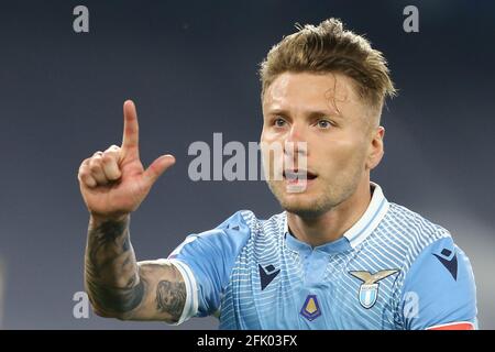 Ciro Immobile of SS Lazio celebrates with team mates after scoring the ...