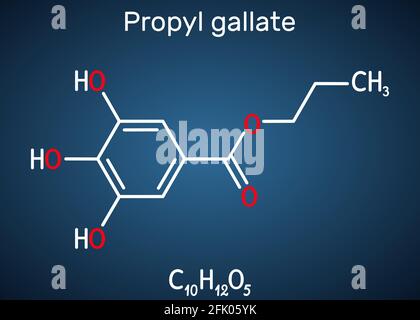 Propyl gallate, N-Propyl gallate molecule. It is antioxidant, food ...