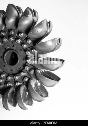 A Pelton wheel a water impulse turbine. Invented by Lester Allan Pelton ...