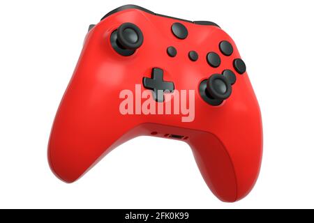 Realistic red video game controller on white background Stock Photo - Alamy