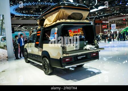 Wuling pickup camper on display at the 2021 Shanghai Auto Show, China ...