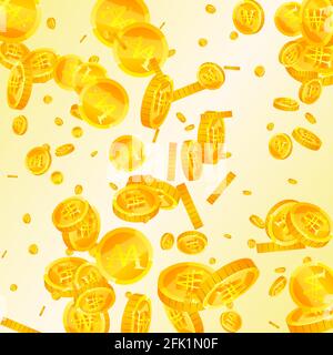 Korean won coins falling. Dramatic scattered WON coins. Korea money ...