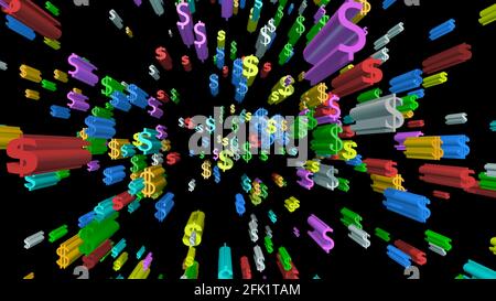 Assortment of colorful dollar sign symbols. Extruded 3d text , 3d ...