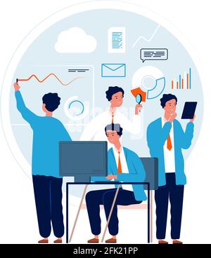 Employee efficiency and multitask concept. Young woman worker sitting ...