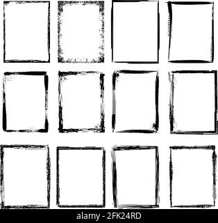 Set of rectangle grunge frames. Collection of geometric empty borders ...
