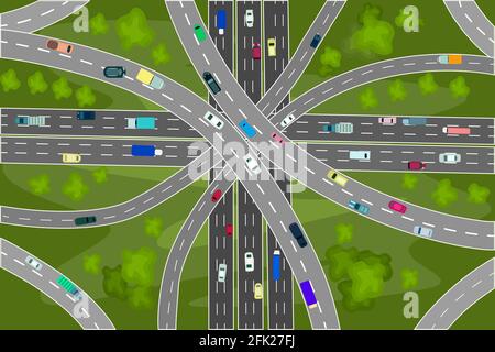 Overpass. Autobahn and highway, bridge and road highways intersection ...