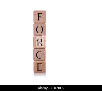 Force symbol. Concept word Force on beautiful wooden circles. Beautiful ...