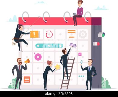 Managers team organize project calendar. Professional manager workers ...