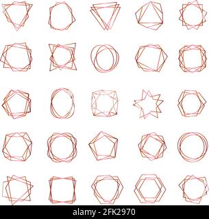 Color polygonal geometric frames isolated on gray. Design elements for wedding invitation card ...