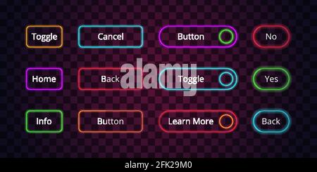 Neon Icon with click here banner for web marketing design. Flat deign ...