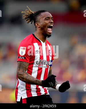 Brentford's Ivan Toney and Brentford's Bryan Mbeumo celebrate after the ...