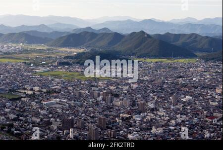 Gifu, Japan - October 3, 2015: Panoramic view of Gifu city from the top ...