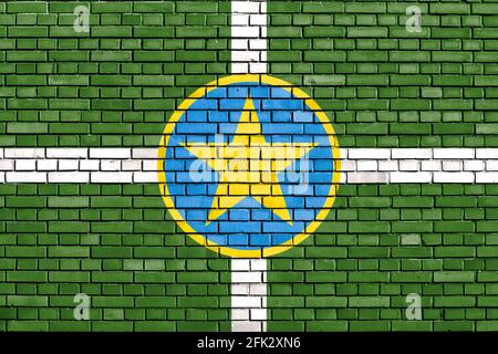 Flag of Jackson, Mississippi painted on brick wall Stock Photo - Alamy