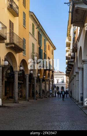 Novara, Italy. 13th Mar, 2021. Piedmont, Novara. XX settembre avenue ...