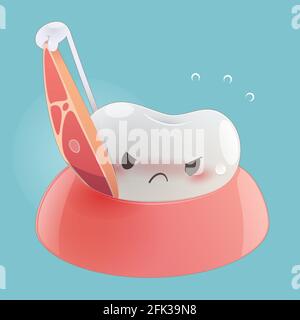 Dirty tooth cartoon character in cartoon flat style. Vector ...