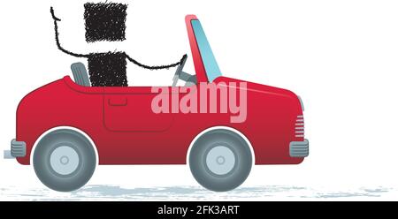 Illustration of a stick figure driving a red car Stock Vector Image ...