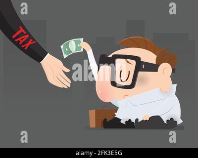 The poor man must pay taxes yet, Tax return, Vector illustration Stock ...