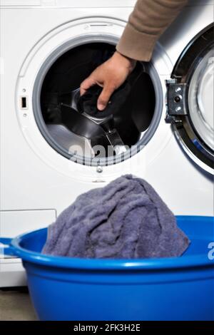 Washing machine in the kitchen Stock Photo - Alamy