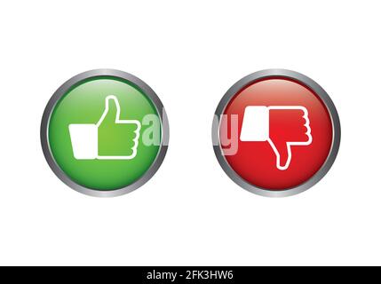 Green like and red dislike thumb symbol buttons thumb icons vector ...