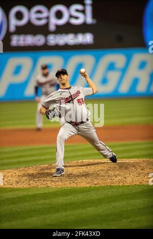 Minnesota Twins pitcher Taylor Rogers throws during a bullpen session ...