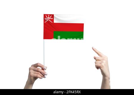 Small national flags of the Oman on a white background Stock Photo - Alamy