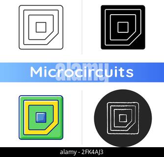 CPU chalk icon. Electronic microchip, chipset, chip. Central processing unit. Computer, phone ...