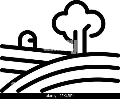 Ranch house with fence icon. Outline Ranch house with fence vector icon ...