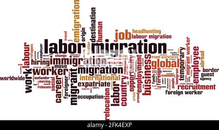 Labor migration word cloud concept. Collage made of words about labor ...