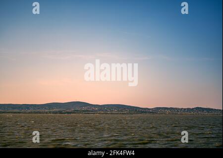 View on the Velence lake during the sunset in Hungary, Europe Stock ...