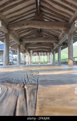 Hanok (Korean traditional house with timber frames and clay tiles) and ...