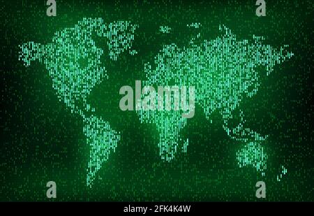 Futuristic green Australia map continent on planet Earth view from space abstract background ...