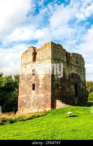 The late 13th century rectangular Tower House at Etal Castle which was ...