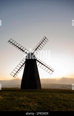 England, West Sussex, Brighton, Rottingdean, Silhouette of Rottingdean ...