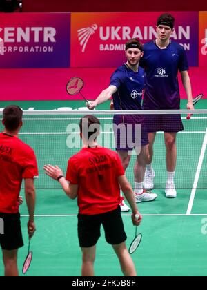 Netherlands' Ruben Jille and Ties van der Lecq (not pictured) in action ...