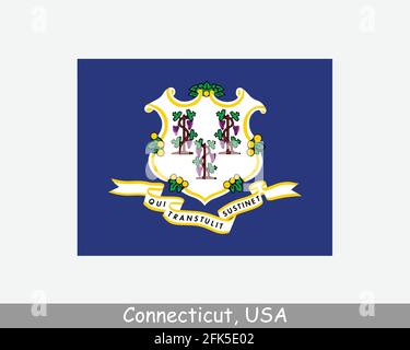 Connecticut CT State Flag. United States of America. Black and white ...