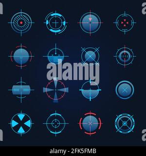 HUD aim target, military crosshair, sniper scope of futuristic game ui ...