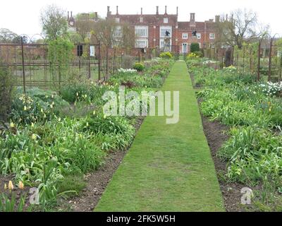 View of the gardens designed by Lady Xa Tollemache at Helmingham Hall ...