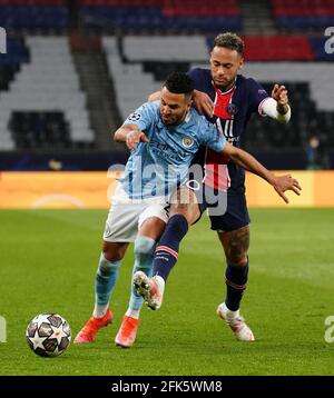 Riyad Mahrez of Manchester City and Neymar of Paris Saint-Germain ...