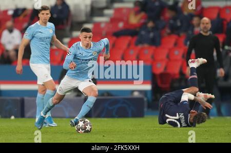 Phil Foden of Manchester City takes a shot on goal during the UEFA ...
