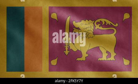 Sri Lanka (Ceylon) flag blowing in the wind over nice blue sky ...