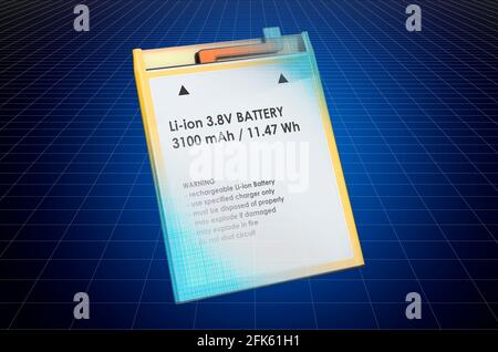 Visualization 3d cad model of battery charger, blueprint. 3D rendering ...