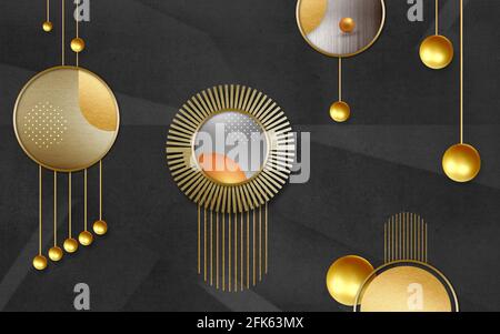 3d modern art mural wallpaper, night landscape with a dark black ...